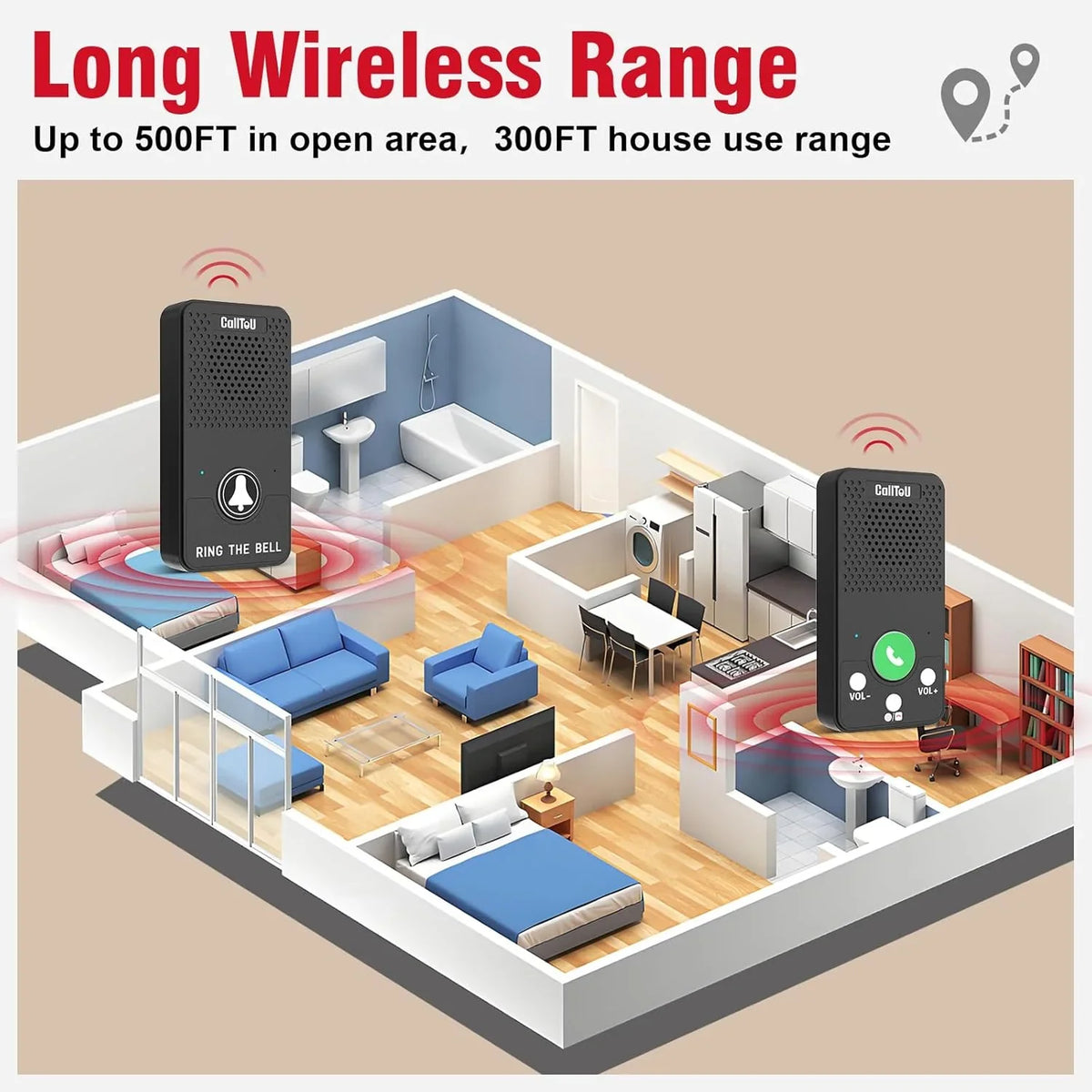 CallTou Emergency Wireless Intercom for Seniors & Caregivers | Long Ra ...