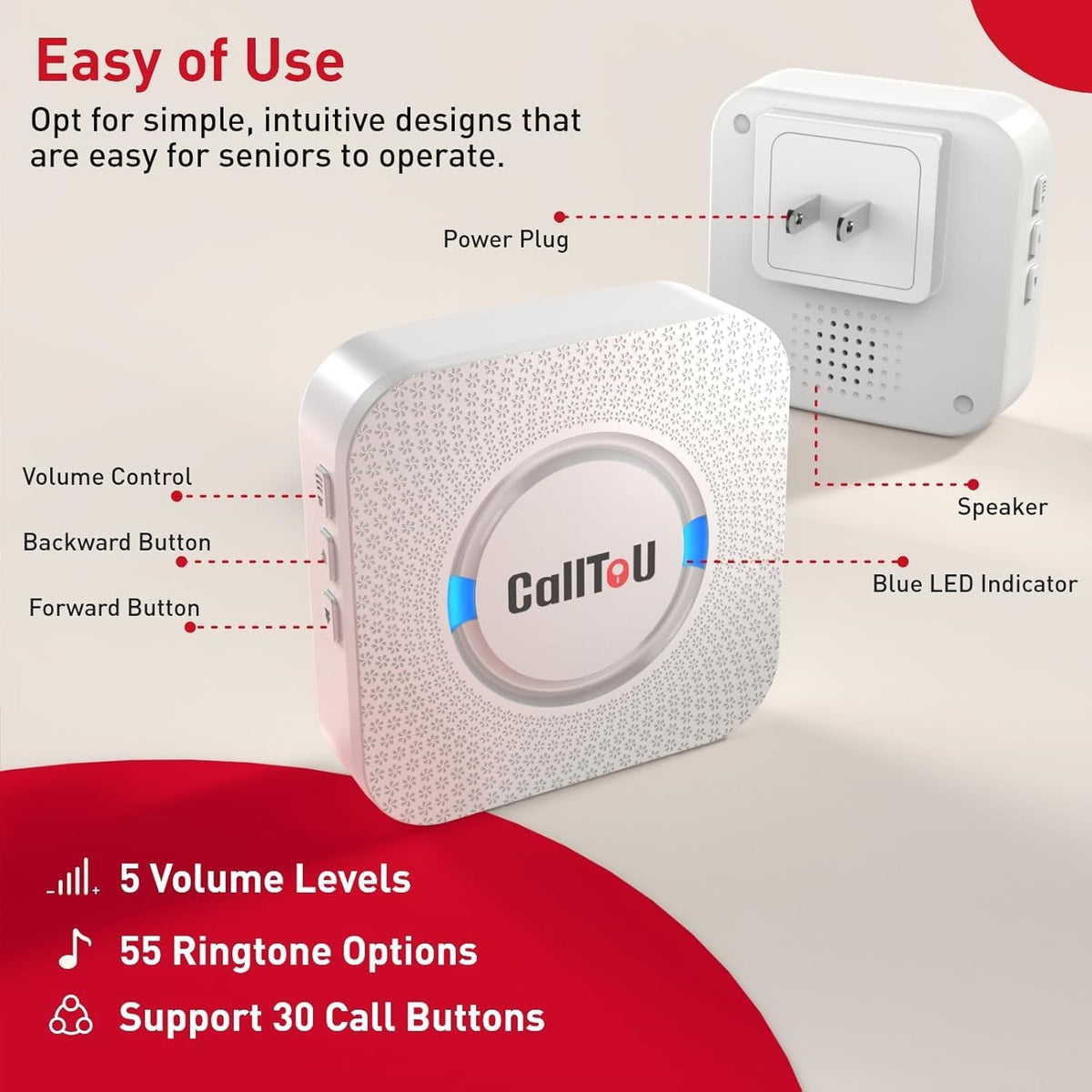 CallTou PORTABLE CAREGIVER PAGER: Empowering Independence and Instant ...