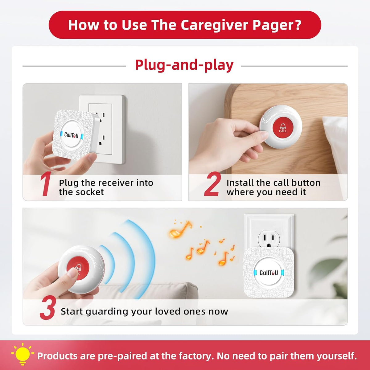 CallTou Caregiver Pager Review: Easy, Affordable Alert System for Home ...
