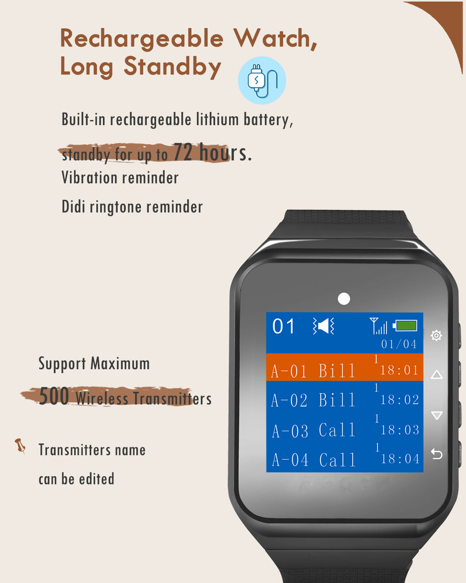 CallToU Watch Wireless Caregiver Pager Smart Call Button Vibration Sys