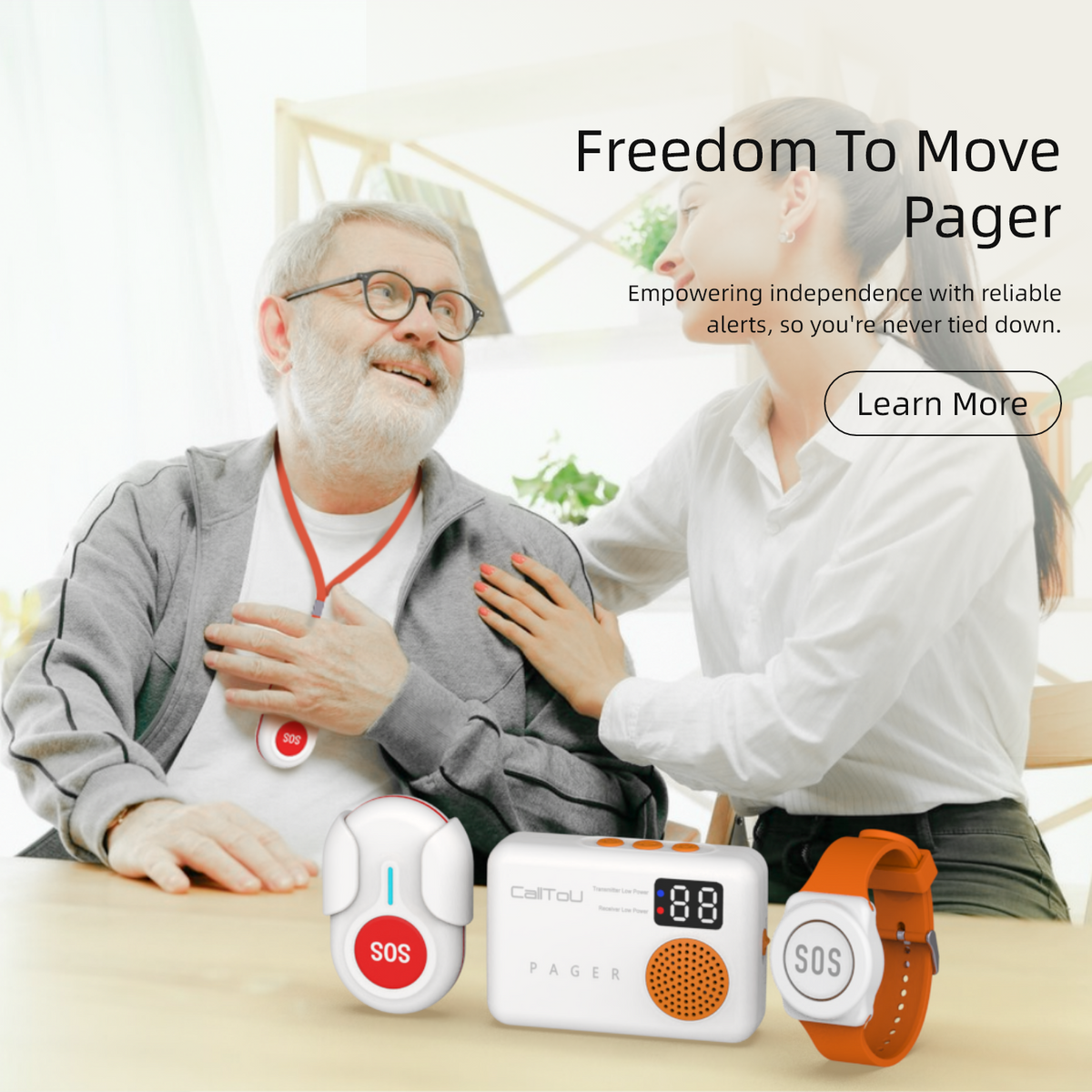 CallToU Caregiver Pager Wireless Call Button Smart Life Alert Systems ...