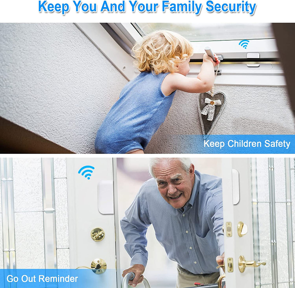 CallToU Door Chime,Wireless Door Sensor Door Entry Chime LED Indicators