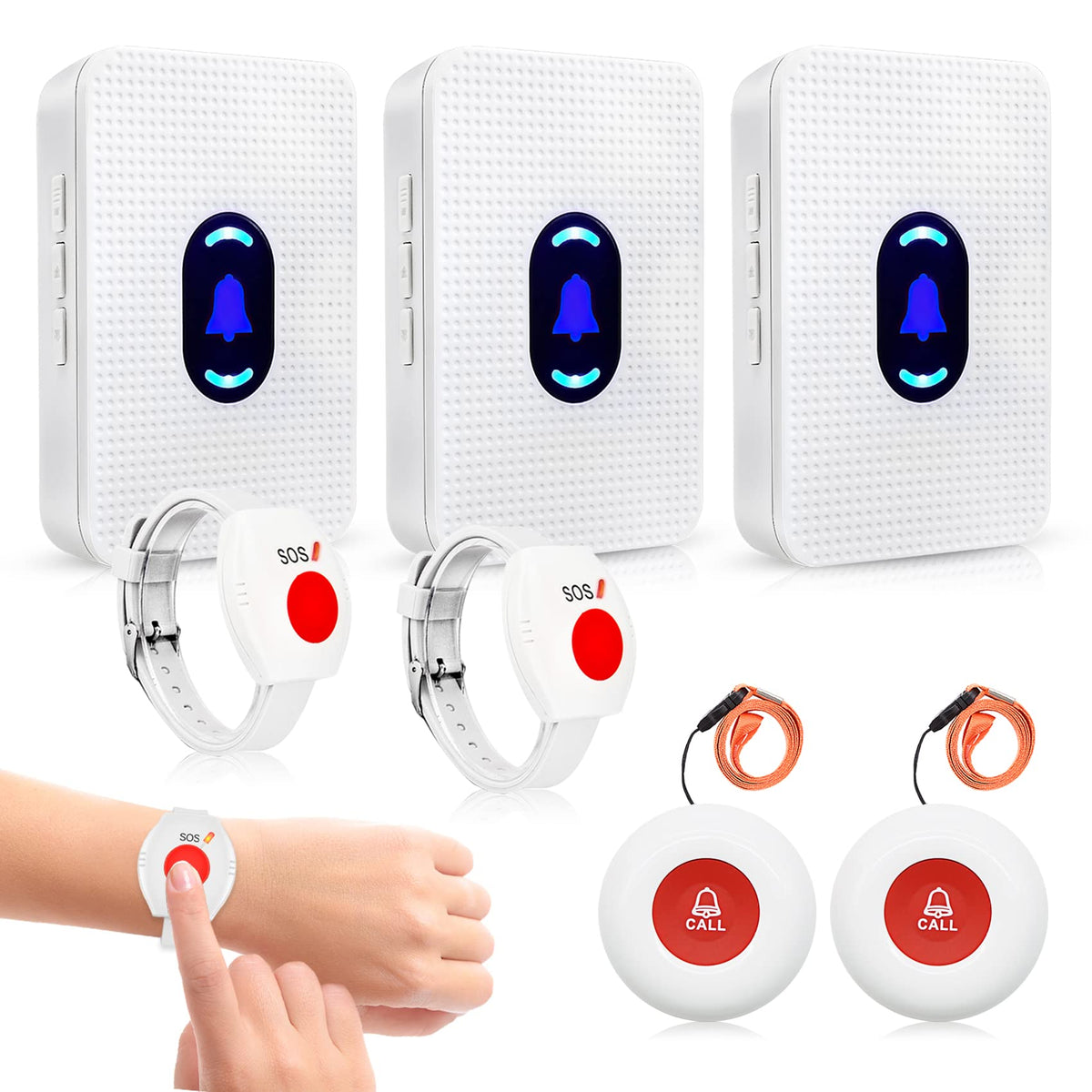 CallTou Wireless Caregiver Pager Call Button Elderly Nurse Alert System ...