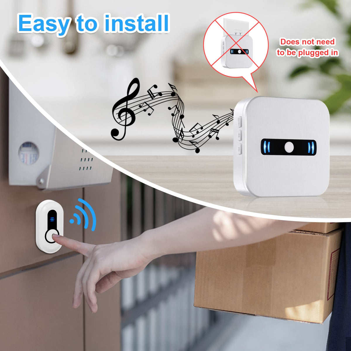 CallTou Wireless Doorbell Battery Powered Door Bell Chime Waterproof ...