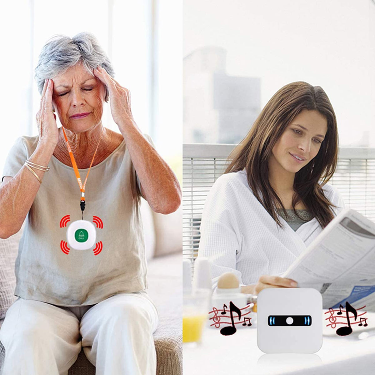 CallToU Pager Wireless Call Button with Pager for Elderly