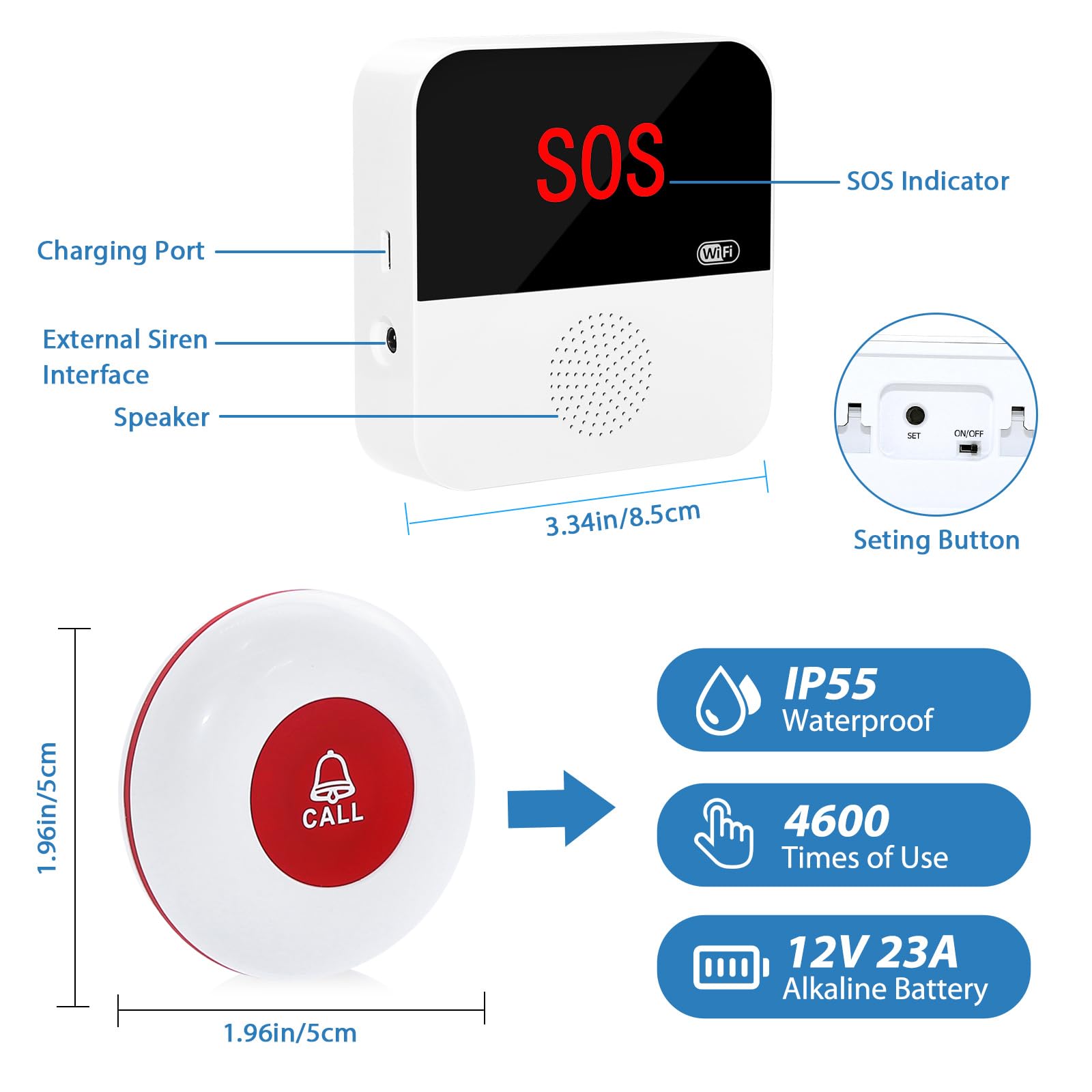 CallTou Smart WiFi Caregiver Pager: Instant Alerts Anywhere for ...