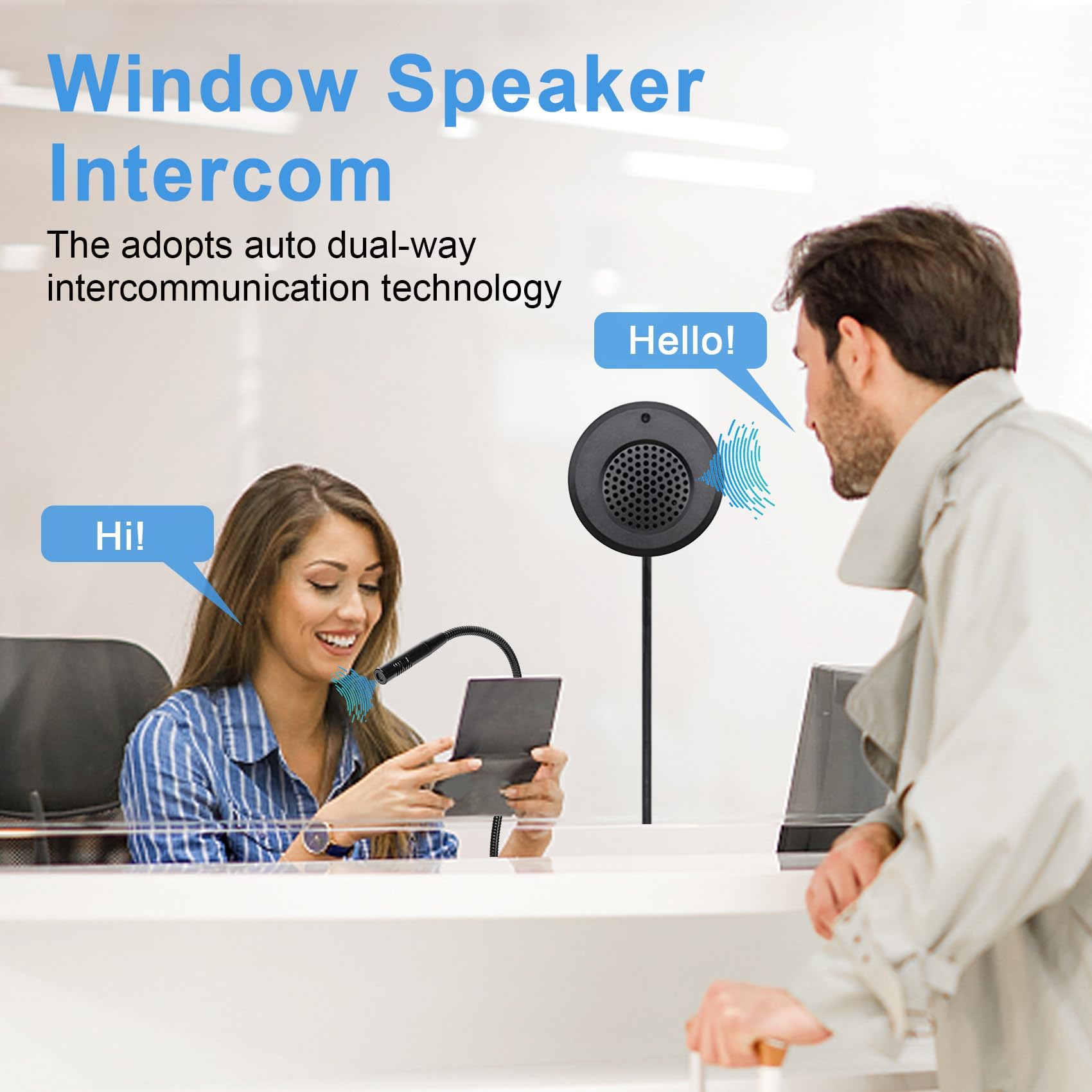 CallTou Window Speaker Intercom System – Clear Dual-Way Communication for Banks, Offices ...