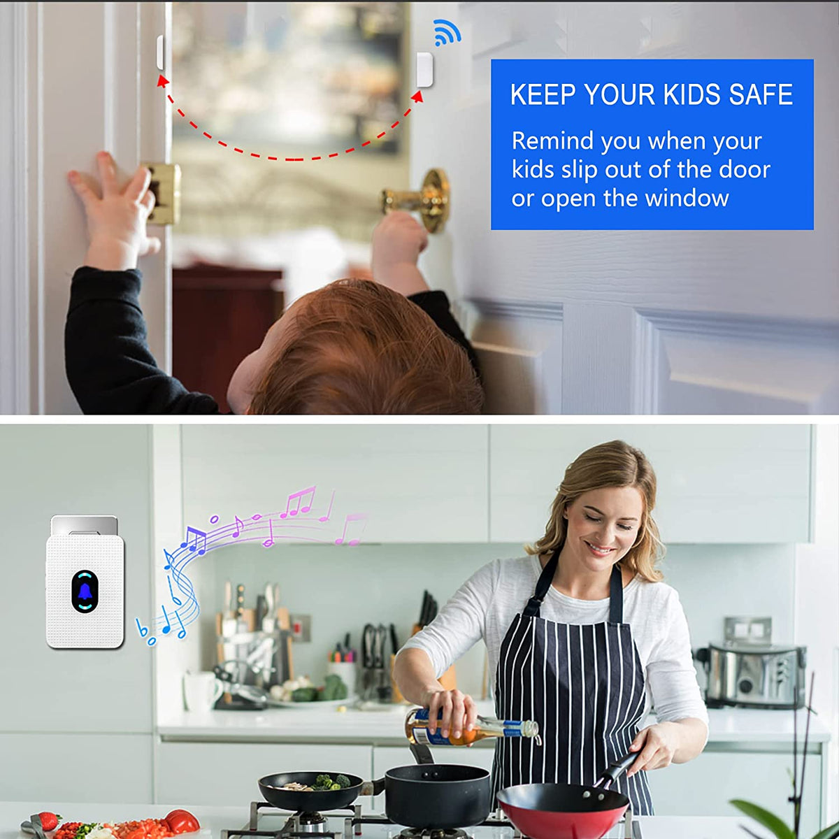 CallToU Door Chime Wireless Door Sensor Alarm Door Entry Chime