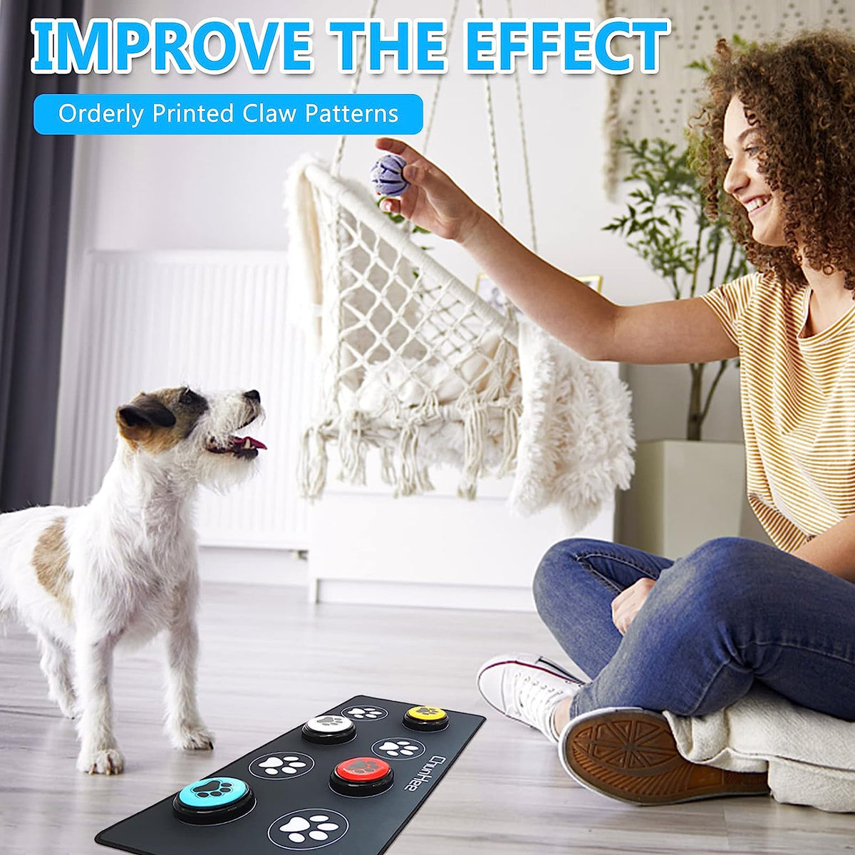 CallToU Dog Button Mat for Dog Communication Buttons with Stickers Dog