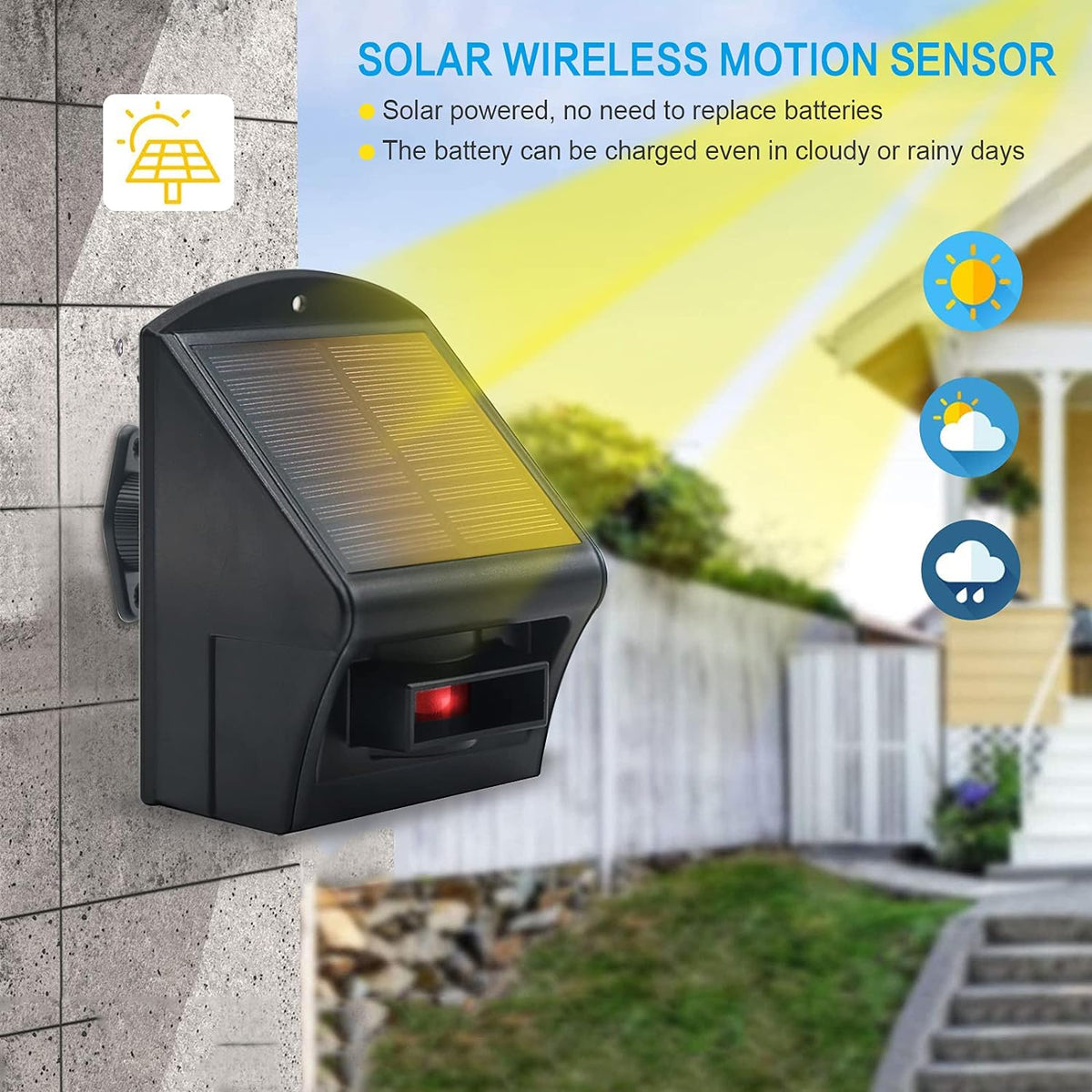 CallTou Solar Driveway Alarm System - Wireless Security Alert with Long ...