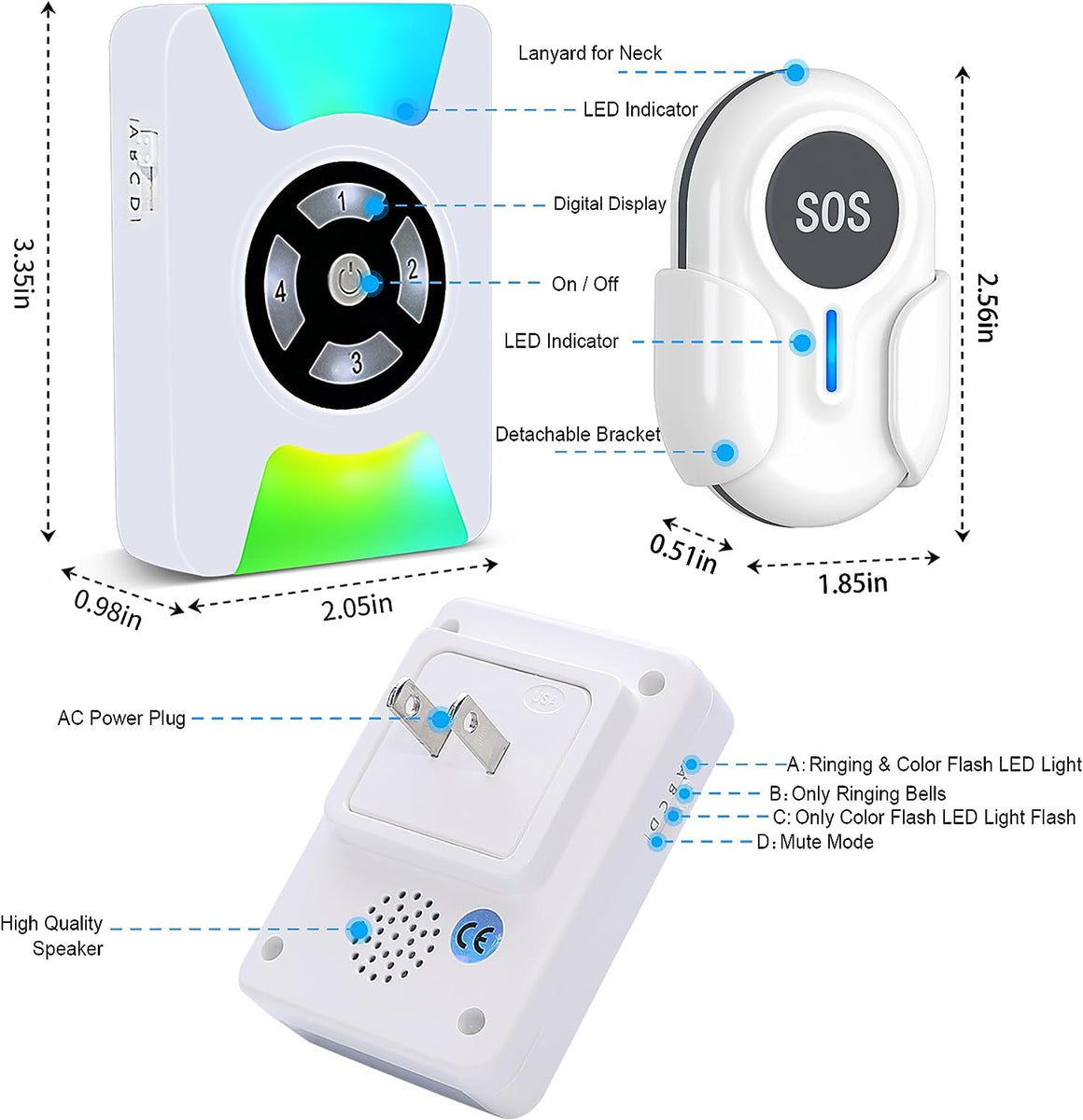 CallToU Wireless Caregiver Pager Panic Button Watch Call Button