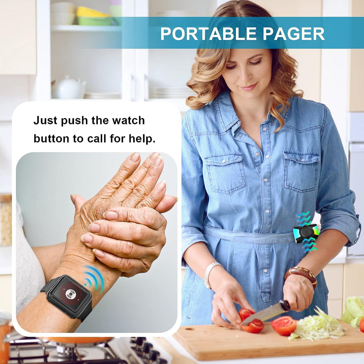 CallToU Wireless Caregiver Call Button Portable Wrist Pager Watch