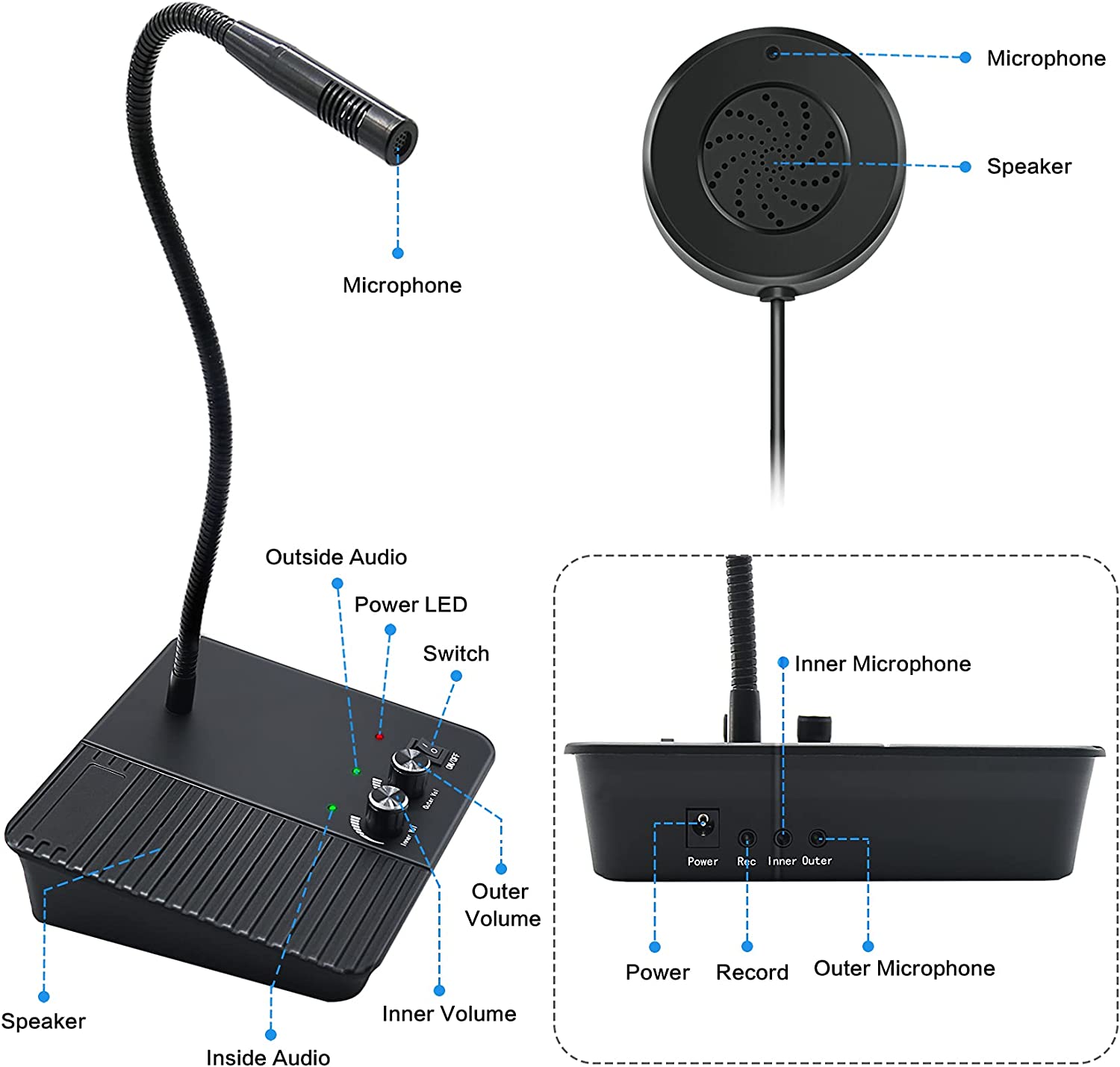 CallToU Window Speaker System Intercoms 2 Way Anti-Interference