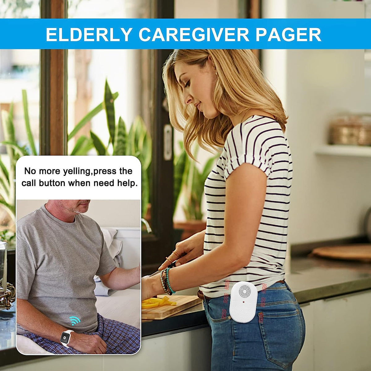 CallToU Wireless Caregiver Pager Watch Call Button Nurse Alert System