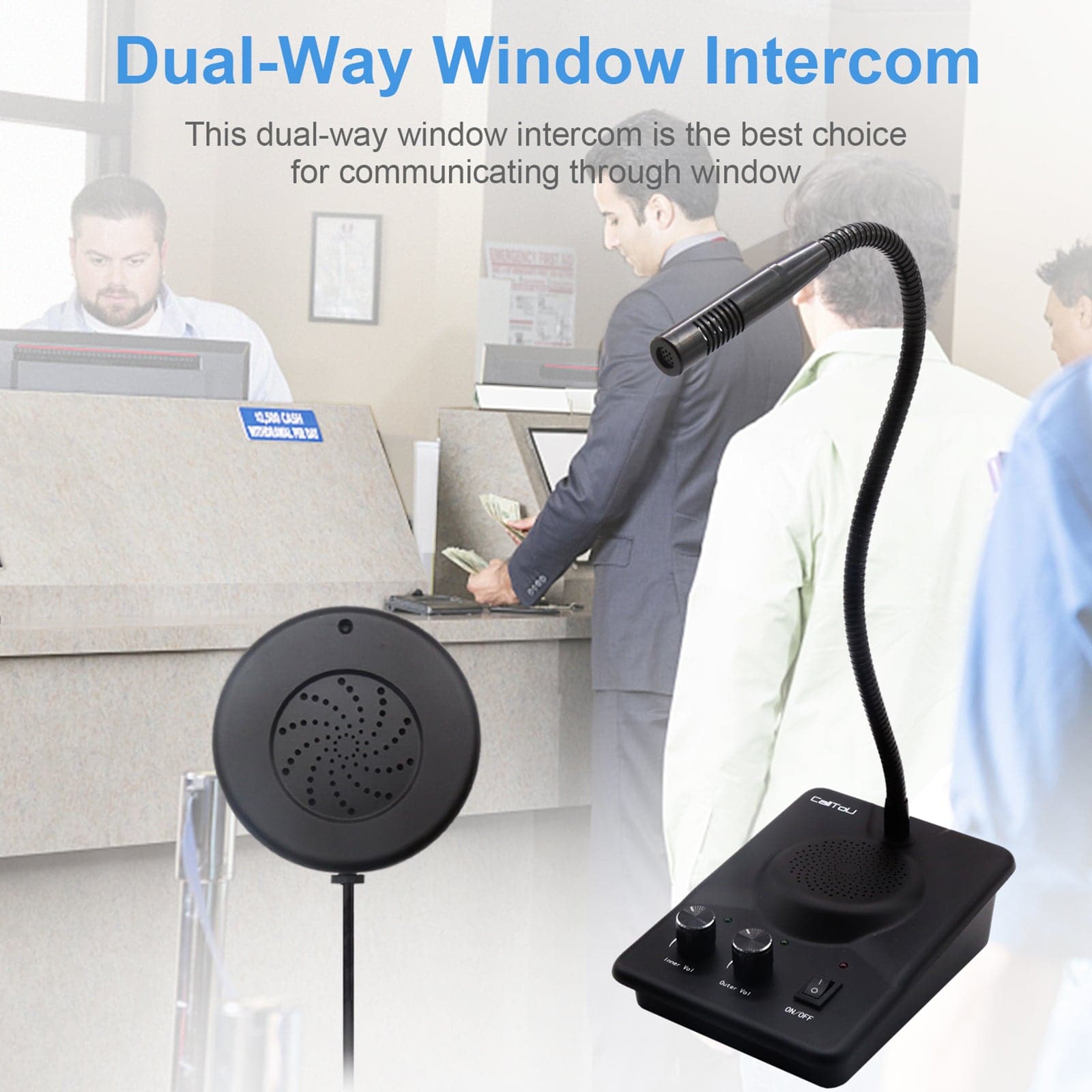 CallToU Dual Way Anti-Interference Intercommunication Microphone Window Speaker Intercom System