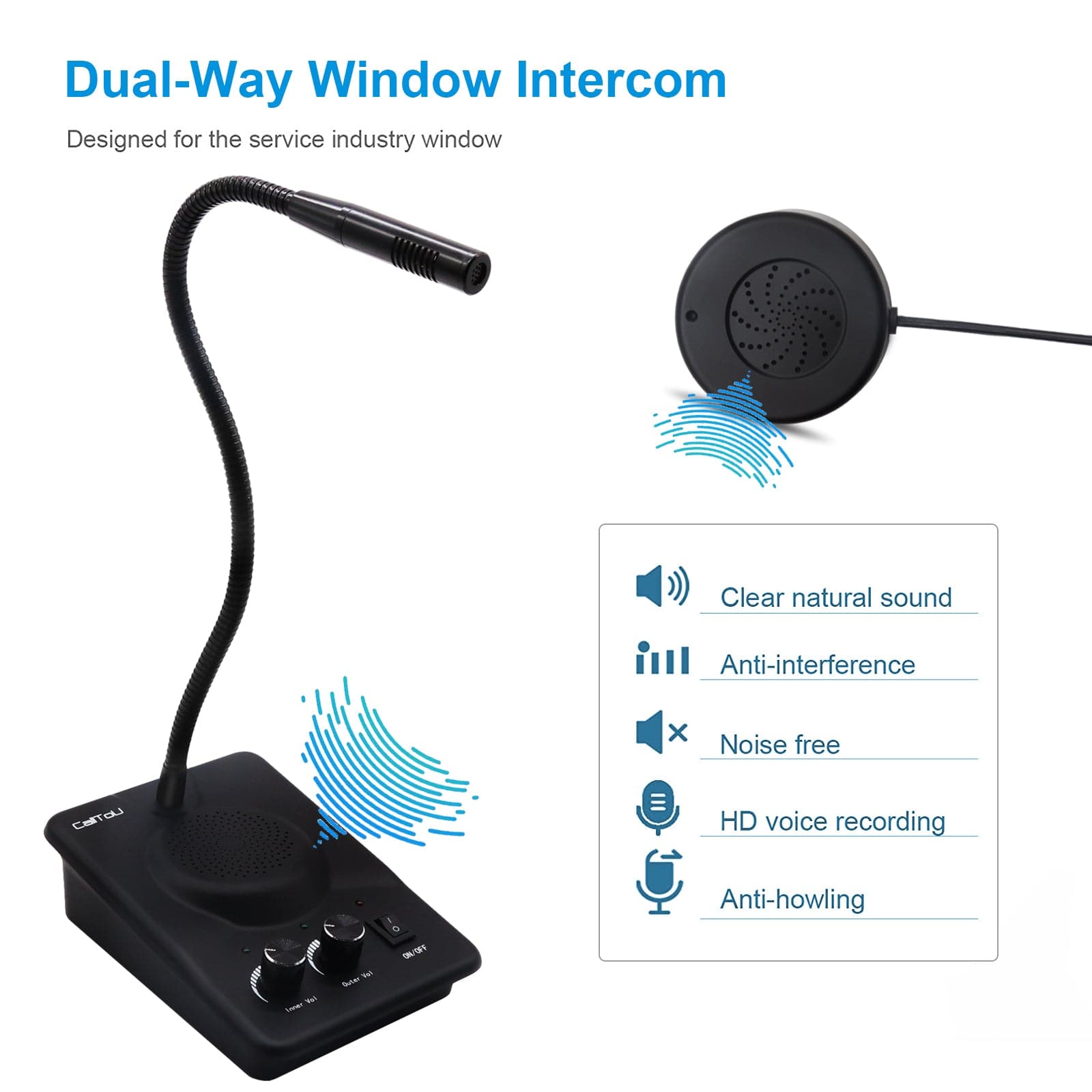 CallToU Dual Way Anti-Interference Intercommunication Microphone Window ...