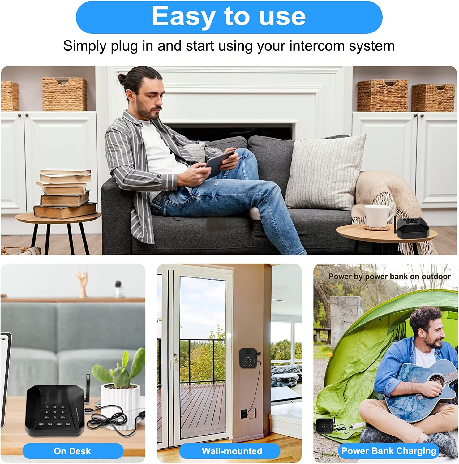 CallToU Wireless Intercom System, 7 Channels 3 Code Security Intercom