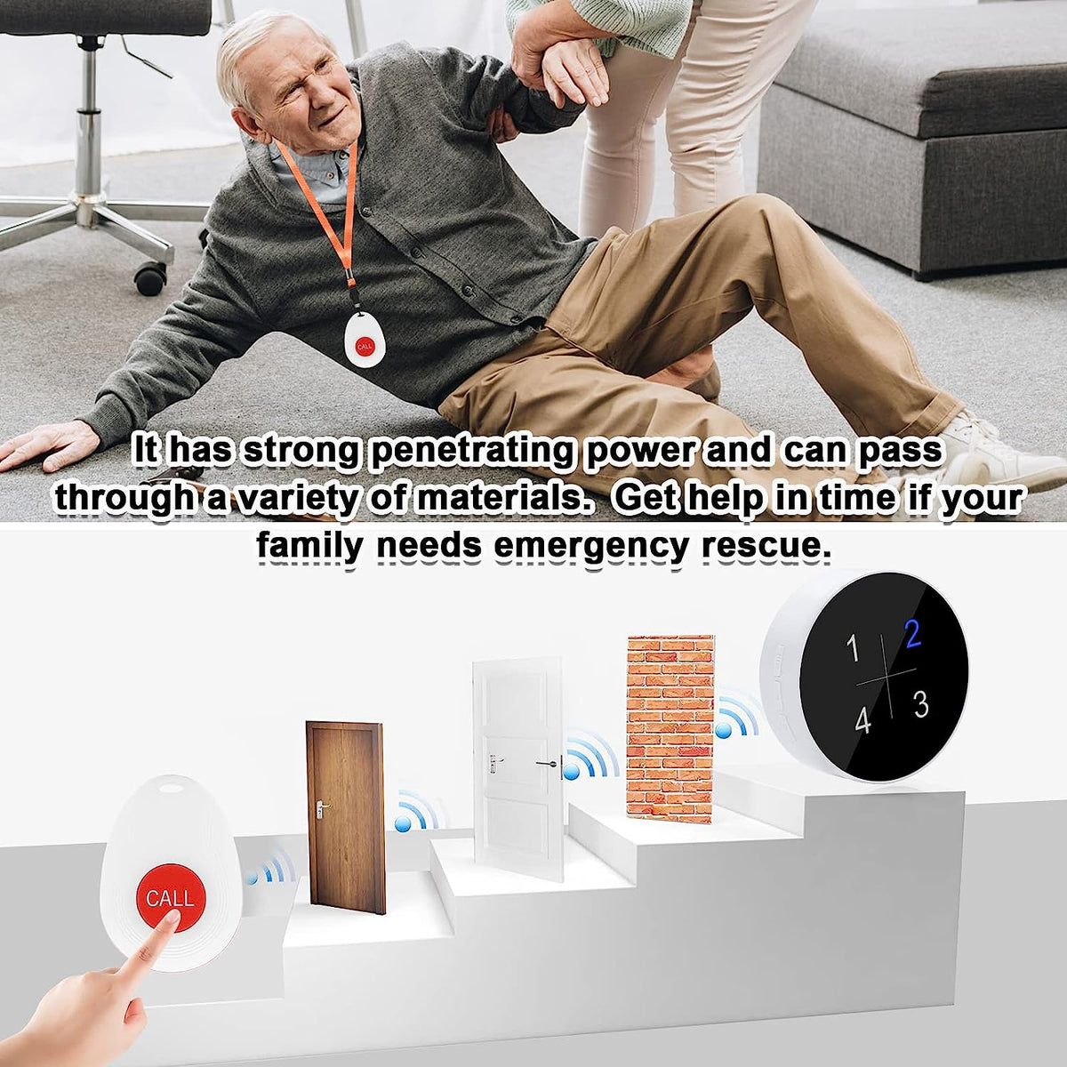 CallToU Vibration BuzzerCaregiver Pager Wireless Alert Button Nurse ...